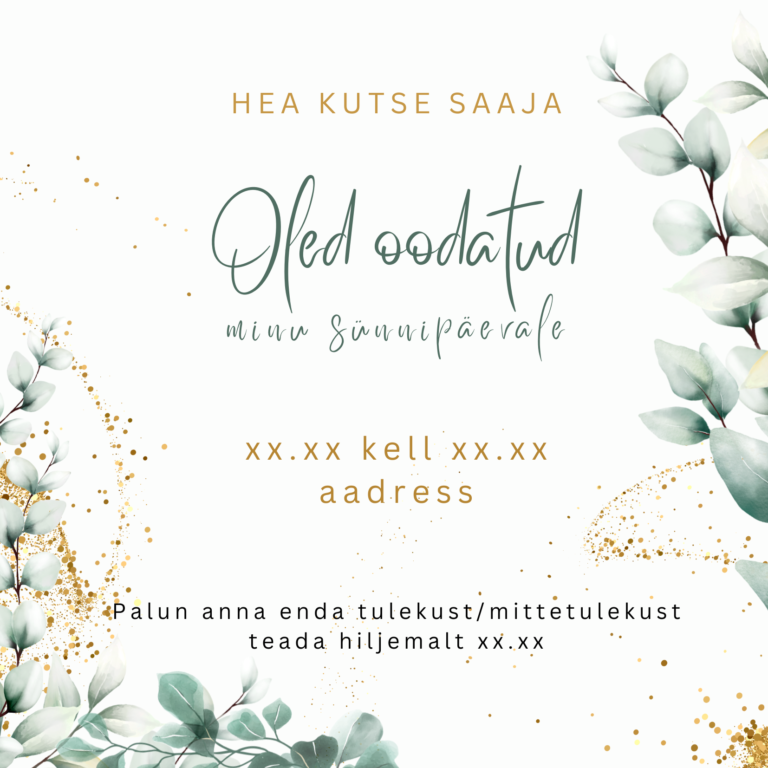 Roheline sünnipäevakutse - Liisu Disain